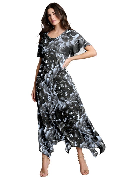 ROAMAN'S Floral Sequin Gown